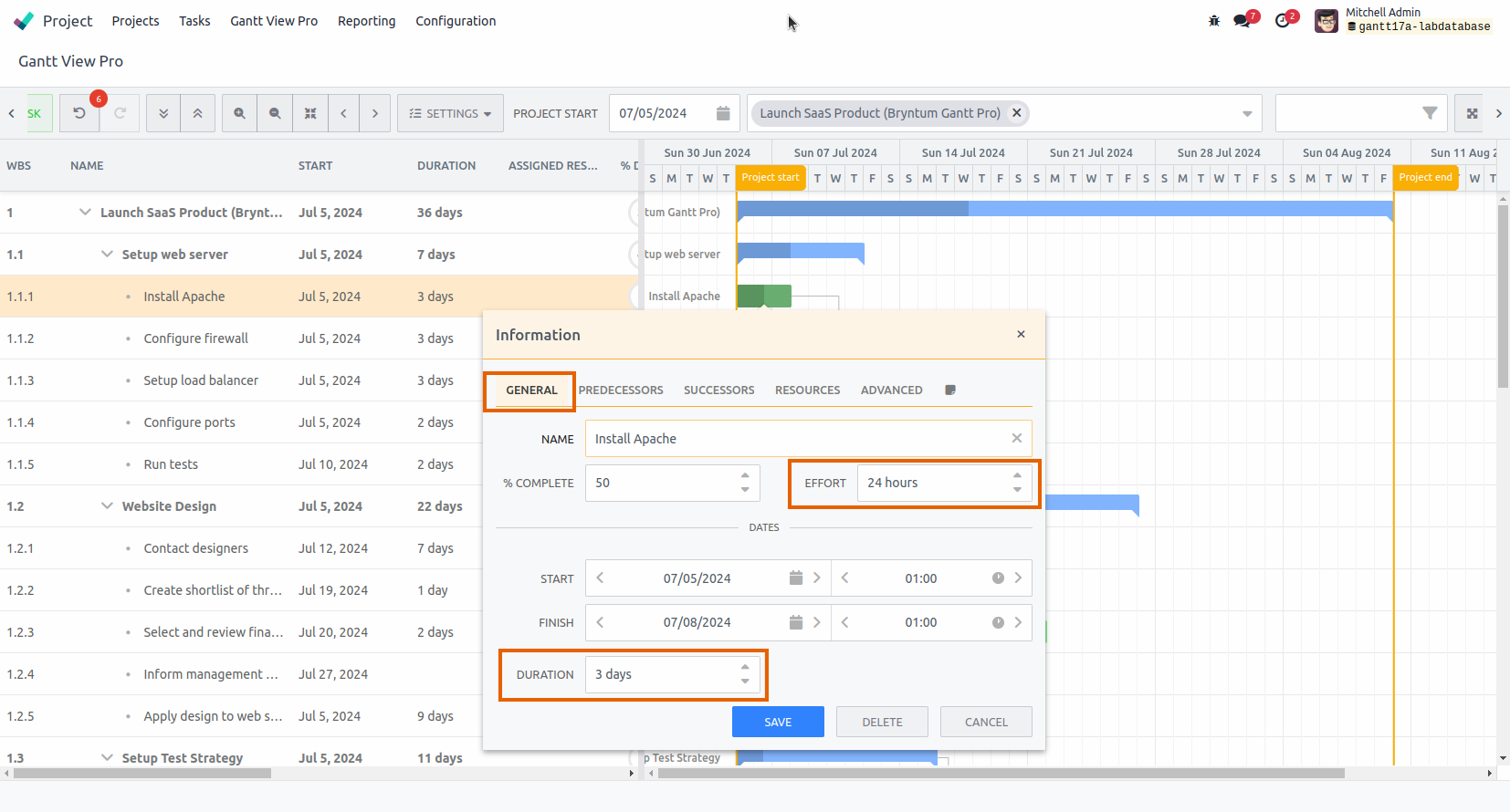 Bryntum Gantt for Odoo Docs